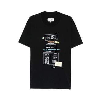 Maison Margiela Homme, Tops, Noir, Taille: XL T-shirt graphique &agrave; col rond