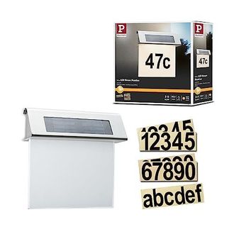 Paulmann 93765 Outdoor Hausnummernleuchte - Solar Komplettset - Lampe 3000 K Warmwei&szlig; - Au&szlig;enbeleuchtung IP44 Spritzwasserschutz - Solarlicht inkl LED