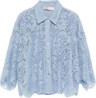 Michael Kors Femme, Blouses et Chemises, Bleu, Taille: 40 FR Cropped Lace Blouse
