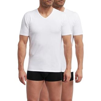 Dim T-Shirt Homme Thermorégulateur en Coton Col V DIM Sport x2, Blanc, XL