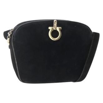 Ferragamo Sac bandouli&egrave;re en daim Pre-owned - Femme - Pre-owned - Noir - Taille: ONE Size