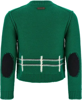 Moschino Merino Wool Sheep-Inlay Sweater - Green