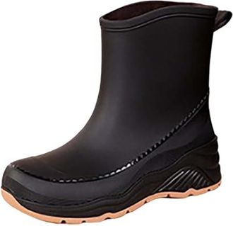 Generico Bottes de pluie pour femme confortable coupe-vent, bottes en caoutchouc pour femme de pluie légère Jardinage chaussures plante bottines noires femme c