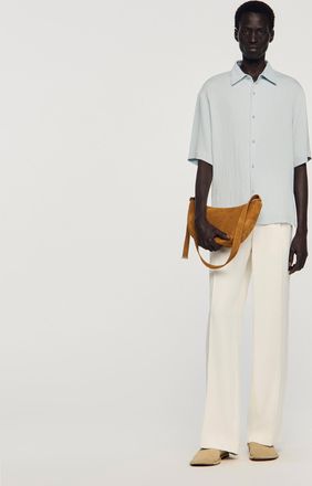 Sandro Petit hobo en cro&ucirc;te de cuir zipp&eacute;