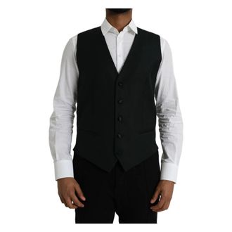Dolce & Gabbana Schwarze Wollformale Kleidweste - - Suits - Herren - Schwarzk - 2XL