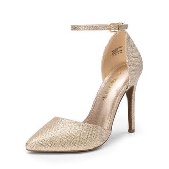 Dream Pairs Escarpins Femme &agrave; Bout Pointu, Talons Aiguilles 10 cm avec Bride Cheville, Chaussures &Eacute;l&eacute;gantes pour Mariage, Soir&eacute;e ou Sortie Habill&eacute;e,Size 41,Or/Pai