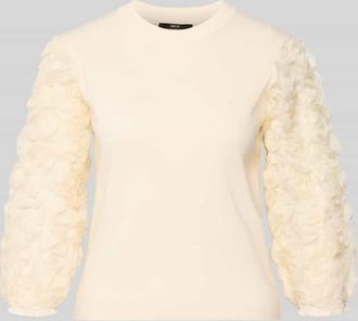 Zero Strickshirt aus Viskose-Mix mit floralen Applikationen