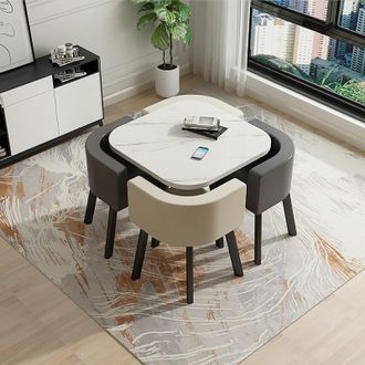 Generic Essgruppe in Tresenh&ouml;he, K&uuml;chen-Esstisch- und Stuhlset, 5-teilige Fr&uuml;hst&uuml;cksbar-M&ouml;bel mit 1 Tisch und 4 St&uuml;hlen