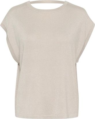 Kaffe Femme, Pulls, Gris, Taille: 36 FR Haut Tricot Gris Plume avec Découpe au Dos