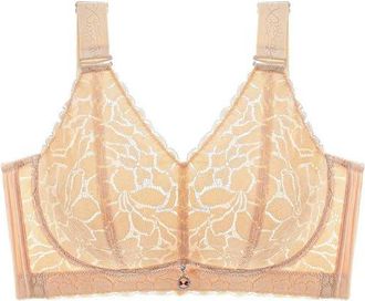 Generic CHJAN Soutien-gorge sans jante fin respirant en dentelle fleur lingerie sexy grande taille 120EFG Sous-v&ecirc;tements pour femme, kaki, 44C