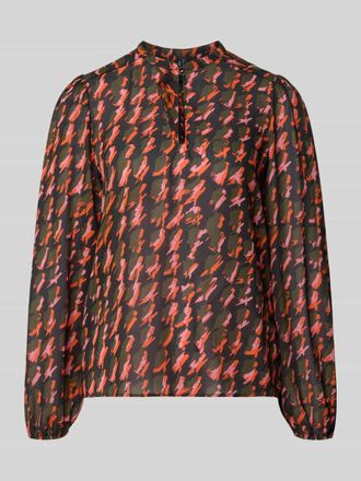 Marc Cain Regular Fit Bluse im Allover-Look mit Schl&uuml;sselloch-Ausschnitt