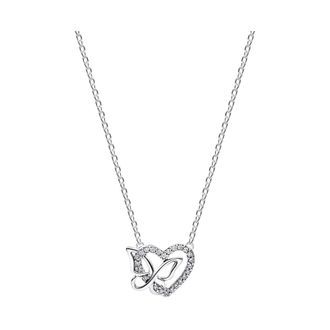 Pandora Collier pendentif Coeur et Papillon entrelac&eacute;s - Femme - Accessoires - Blanc - Taille: 145 CM