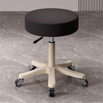 Generic Hocker H&ouml;henverstellbar Mit Fu&szlig;st&uuml;tze &middot; Drehhocker 360&deg; Drehbar &middot; B&uuml;rohocker & Friseurhocker &middot; Rollhocker Mit R&uuml;ckenlehne Aus PU-Leder &middot; Arbeitshocker