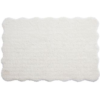 Vente-Unique Tapis shaggy &agrave; poils longs bords ondul&eacute;s - 160 x 230 cm - Blanc - NERIDA