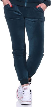Jela London Damen Nicki Jogginghose Samt Velour Homewear, Tannengr&uuml;n 36 38 (M)