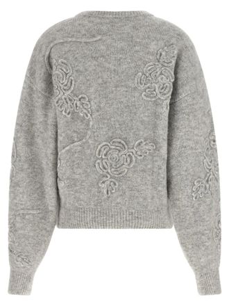 Rotate 3D Floral Jacquard Sweater - Grey