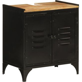 vidaXL vidaXL Waschbeckenunterschrank 55x35x60 cm Eisen und Massivholz Mango