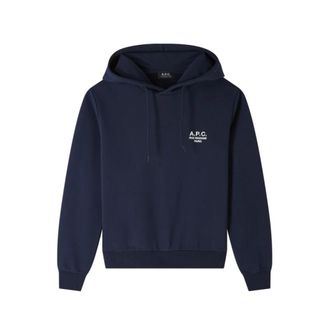 A.P.C. Navy Hoodie Rue Madame Paris mit Stickerei - - Sweatshirts & Hoodies - Damen - Blau - S