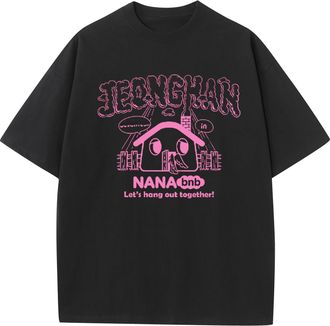 Generic Seven Nana Bnb T-Shirt K-Pop Grafik Bedruckt Merch T-Shirt Baumwolle Oversize-Shirt(JEONGHAN-Black,5XL)