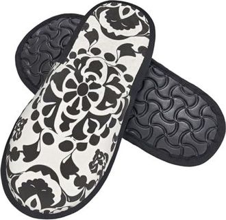 Generic Chaussons Femme Homme Motif Noir Et Blanc Chaussons Femme Confort Adultes Chaude Pantoufles, Pour Femmes, Intérieur Extérieur, Mariage, L