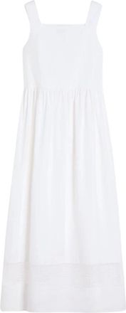 Max Mara Femme, Robes, Blanc, Taille: 36 FR Cotton Poplin Midi Dress