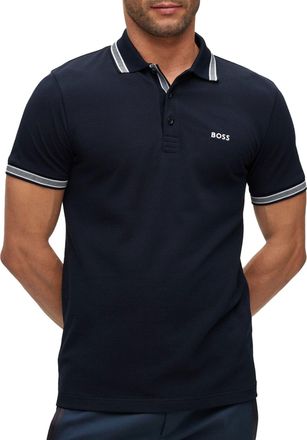 BOSS Herren Paddy Curved Polohemd, Dunkelblau, XXL EU