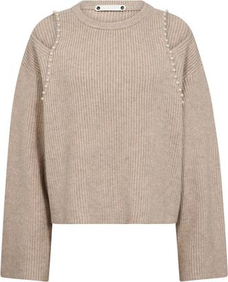 Co'Couture Femme, Pulls, Beige, Taille: 40 FR Pull en tricot c&ocirc;tel&eacute; et perles Bone