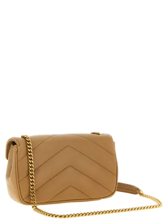 Saint Laurent Lambskin Leather Crossbody Bag - Beige