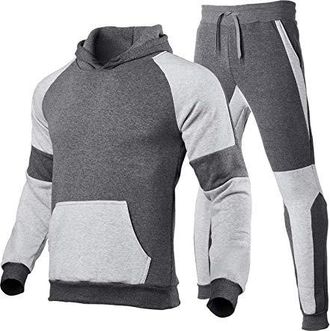 Generic Survêtement Homme Ensemble, Sweat À Capuche, À Manches Longues Et Pantalon Décontracté Col Rond Zippé Minimaliste Plein Air Vêtements De Sport avec Po