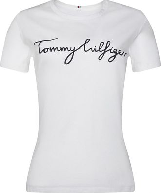 Tommy Hilfiger T-Shirt Heritage Crew Neck Graphic Tee WW0WW24967 Wei&szlig; Regular Fit