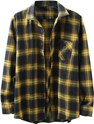 Generic Chemise &agrave; carreaux pour homme, col boutonn&eacute;, chemise surdimensionn&eacute;e &agrave; carreaux pour homme, chemises &eacute;l&eacute;gantes et d&eacute;contract&eacute;es, chemises l&eacute;g&egrave;res et r