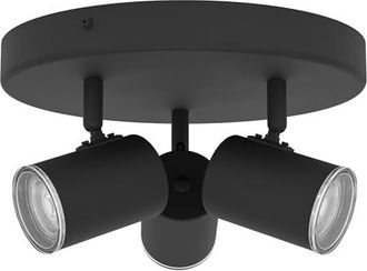 Eglo Deckenlampe 3-flammig Consuma 1, runder Deckenstrahler für Wohnzimmer und Badezimmer, Deckenleuchte mit 3 Spots, Stahl in Schwarz, GU10 Fassung, IP44