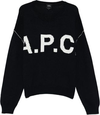 A.P.C. A.p.c., Homme, Pulls, Bleu, Taille: XL Pull logo