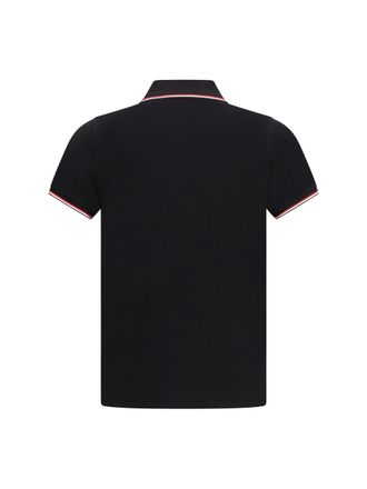 Moncler Cotton Piqu&eacute; with Tricolour Details Polo - Black