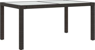 Les Tendances Table de jardin 150x90x75 Verre tremp&eacute;-r&eacute;sine tress&eacute;e Marron