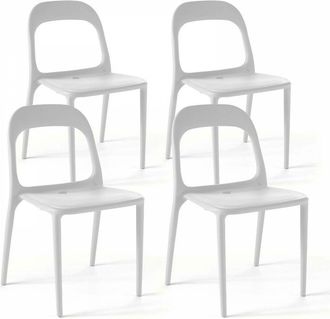 Oviala Oviala - Lot de 4 chaises en plastique blanc