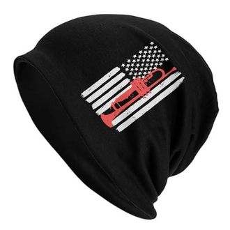 Generic Homme Femme Bonnet dhiver Trombone Drapeau Am&eacute;ricain Bonnets De Ski Classique Hiver Chapeaux Mode Bonnet &Agrave; Revers pour Ski Hiver Cyclisme