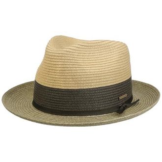 Stetson Chapeau en Paille Dovito Fedora Toyo Femme/Homme - de Plage Soleil Printemps-ete Printemps Ete - XXL (62-63 cm) Nature-Vert
