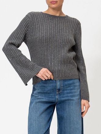 Twinset Rundhalspullover aus Woll-Baumwoll-Kaschmir-Mix mit Rippb&uuml;ndchen
