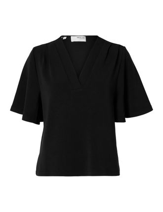 Selected Female Top mit V-Ausschnitt Kurzarm