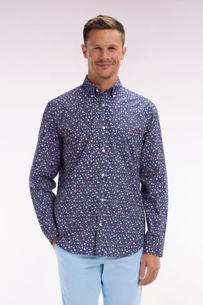 Eden Park Chemise &Agrave; Micromotifs En Coton Marine Coupe Droite
