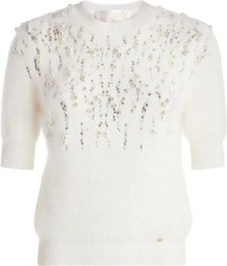 Genny Femme, Pulls, Blanc, Taille: 34 FR Maille col rond
