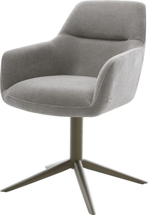 DELIFE Esszimmerstuhl Pejo-Flex Fu&szlig;kreuz Effektfinish Titan Strukturstoff Soft Grau 360&deg; drehbar Wippfunktion Taschenfederkern
