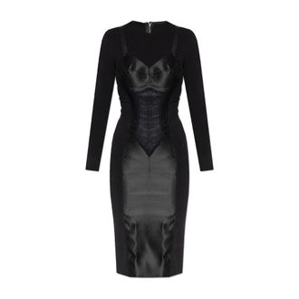 Dolce & Gabbana Femme, Robes, Noir, Taille: 40 FR Robe Sheath avec Inserts en Soie