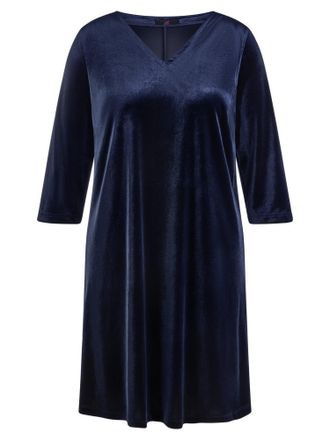 Emilia Lay Samt-Kleid V-Ausschnitt Emilia Lay blau