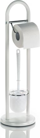 KELA WC Garnitur mit Toilettenpapierhalter und Bürstentopf 65cm, Toilettenbürste mit offenem Klobürstenhalter Linda, Metall weiß matt