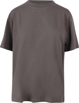 Courr&egrave;ges Femme, Tops, Gris, Taille: 40 FR T-Shirt Oversize avec Logo Tonal