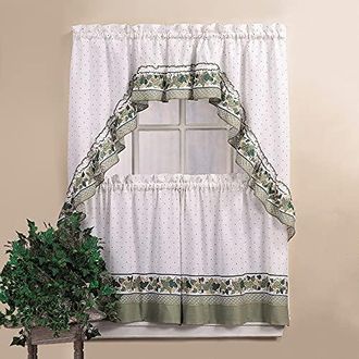 Curtainworks CHF & You Cotttage Ivy Country Vorhang-Set mit Ebene und Girlande, Mehrfarbig, 142 x 61 cm