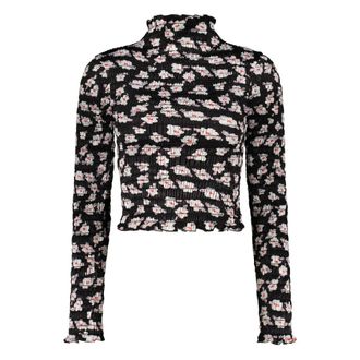 Amy Crookes Lang&auml;rmeliges Oberteil mit Print - - Tops - Damen - Schwarzk - XS