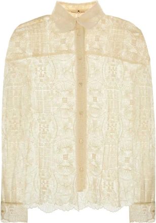 Ermanno Scervino Femme, Blouses et Chemises, Beige, Taille: 42 FR Chemise en dentelle brod&eacute;e